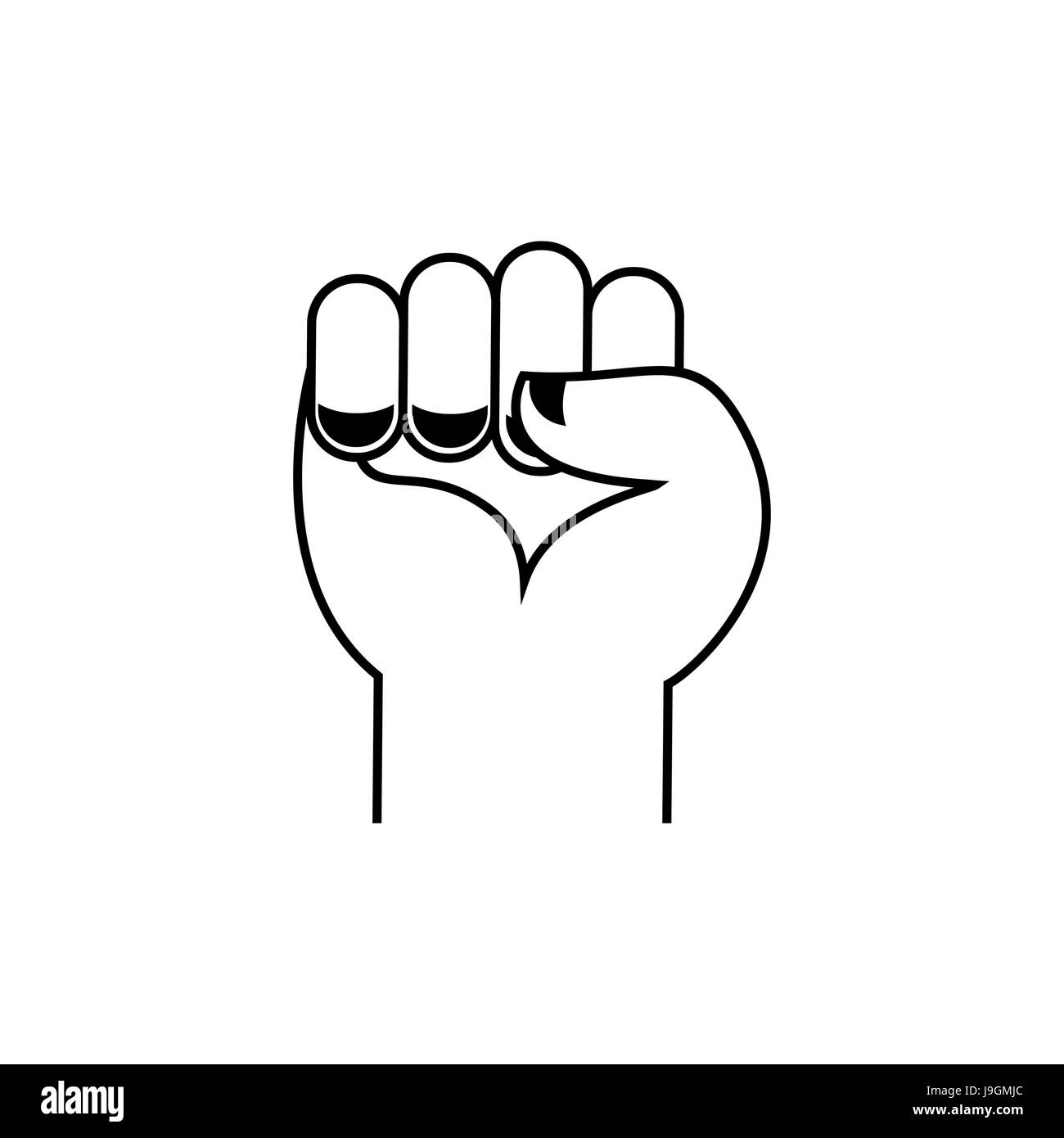 Fist linear style isolated. punch hand on white background Stock Vector ...