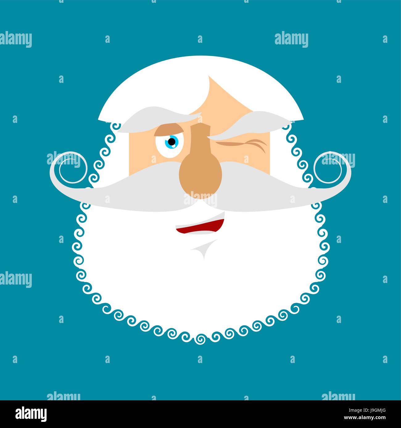 Old man winks Emoji. senior with gray beard face happy emotion isolated ...