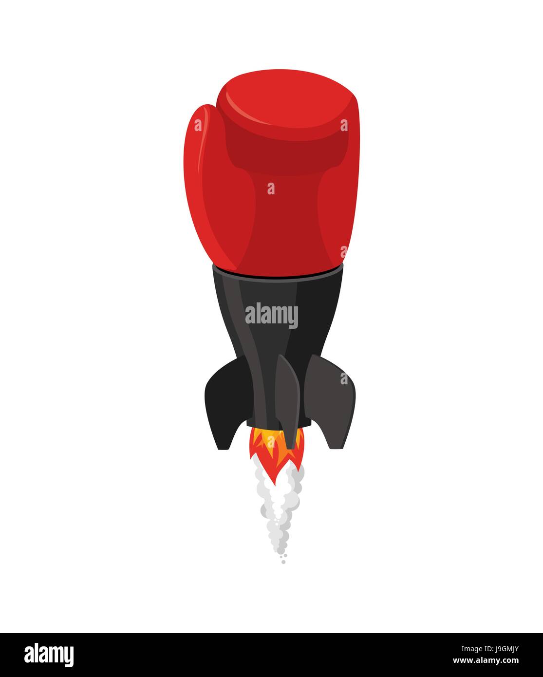 boxing glove rocket. Sport Air bomb. Fighting rocket . flaming punch ...