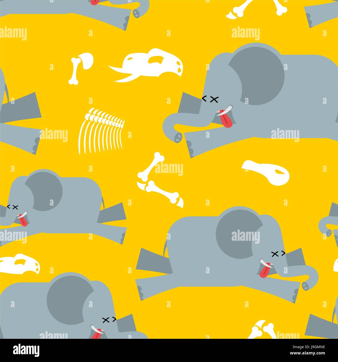 Cemetery elephants seamless pattern. Dead African animal background ...