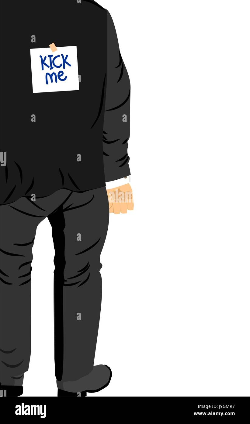 Kick me sticker on back. Illustration for April Fool's Day Stock Vector ...