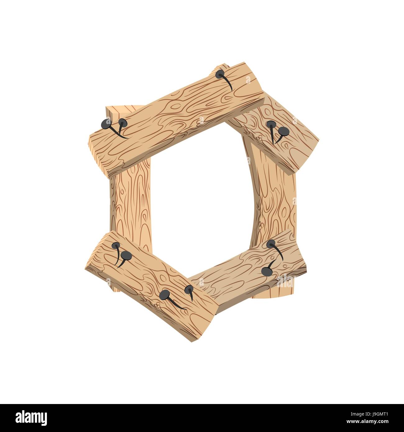 Number 0 wood board font. zero symbol plank and nails alphabet ...