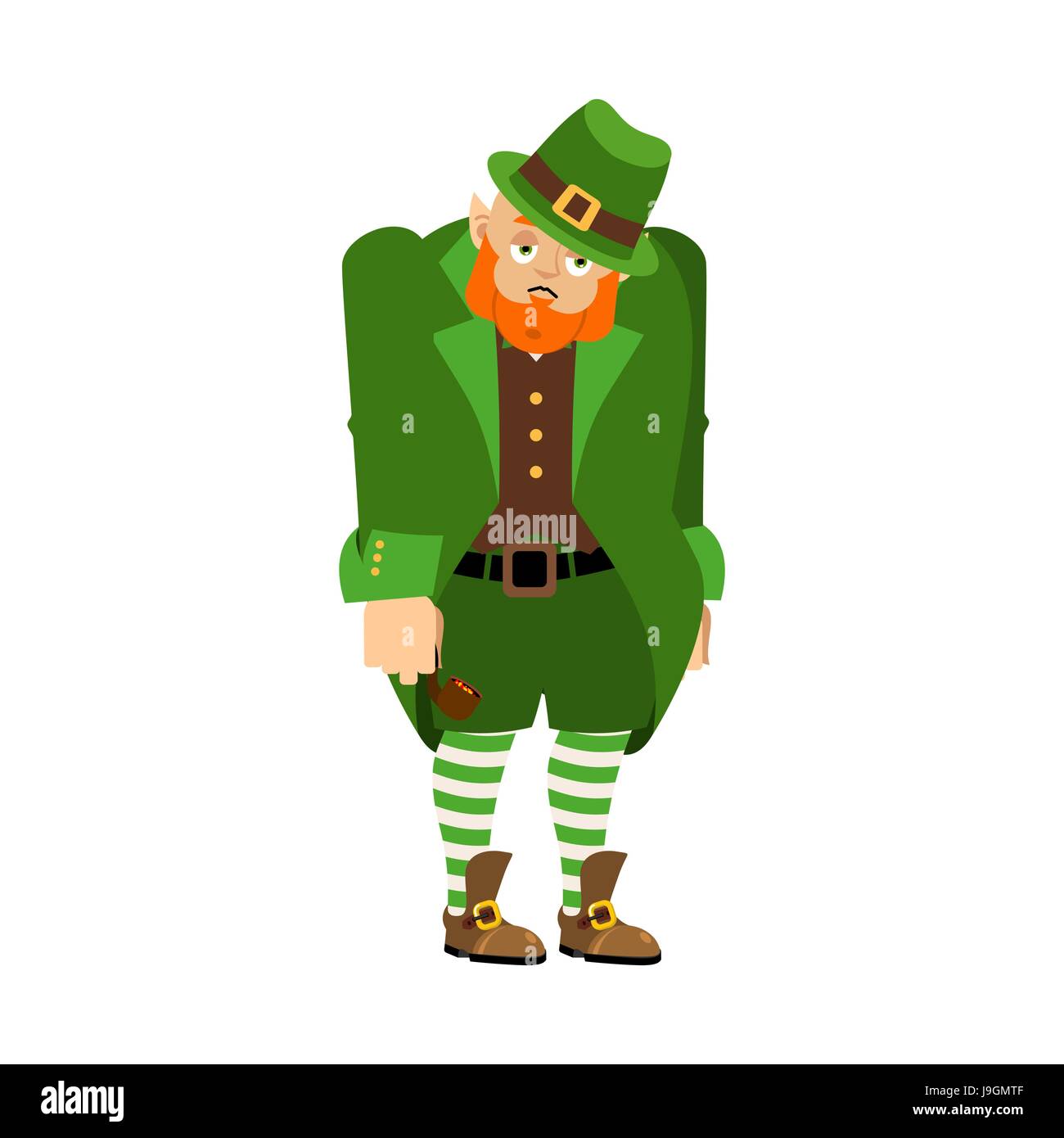 Leprechaun Sad. Dwarf with red beard sorrowful Emoji. Irish elf ...