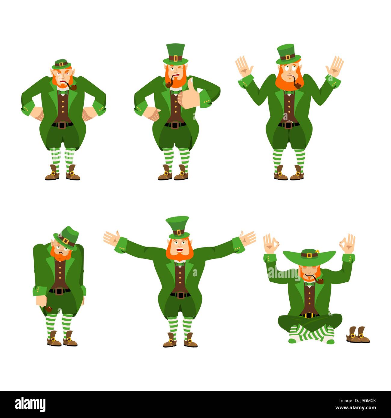 Leprechaun set motion. Happy and Sad. Angry and yoga. surprised and ...