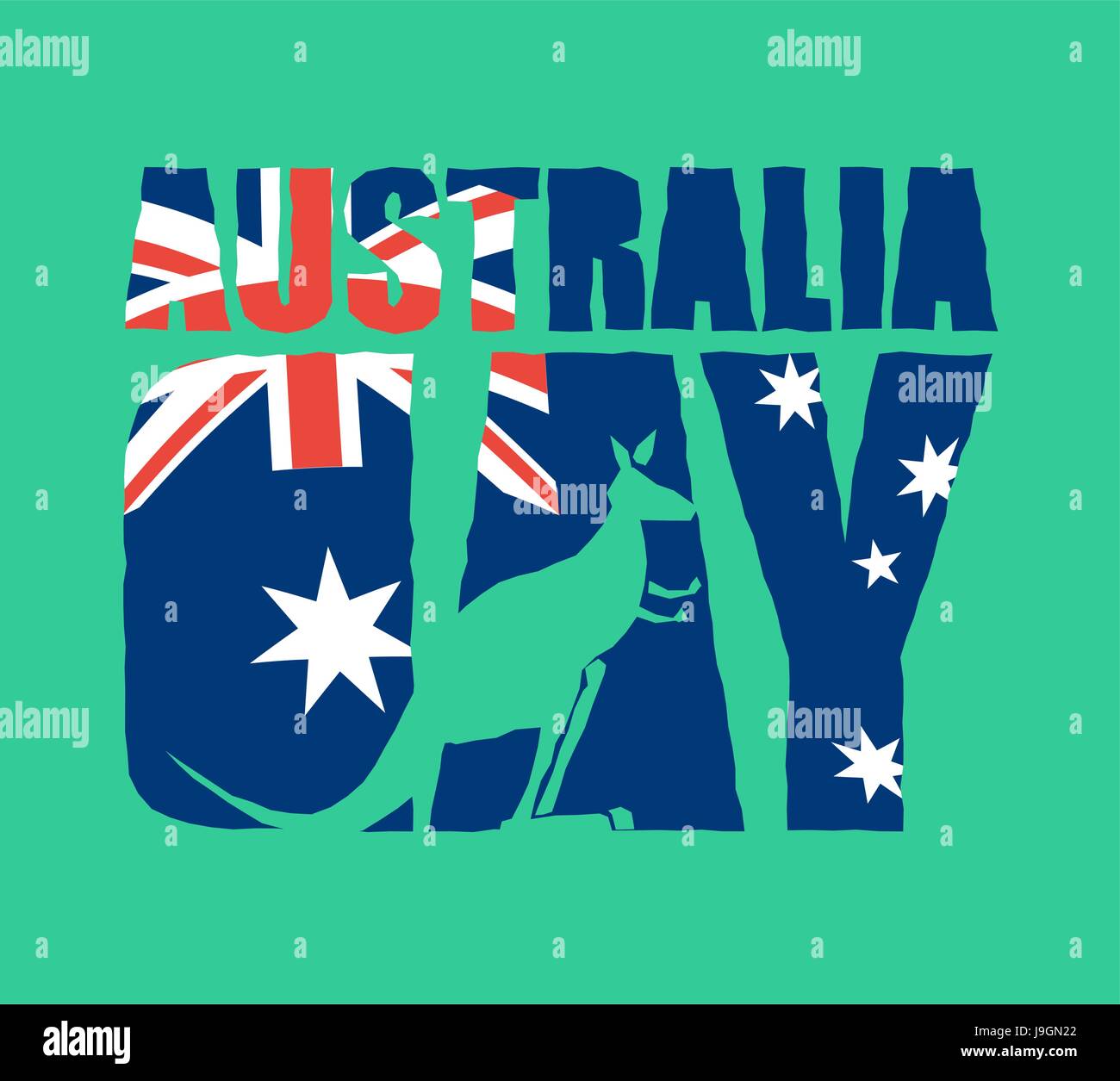 Australia Day emblem holiday. Kangaroos and Australian flag. Logo for ...