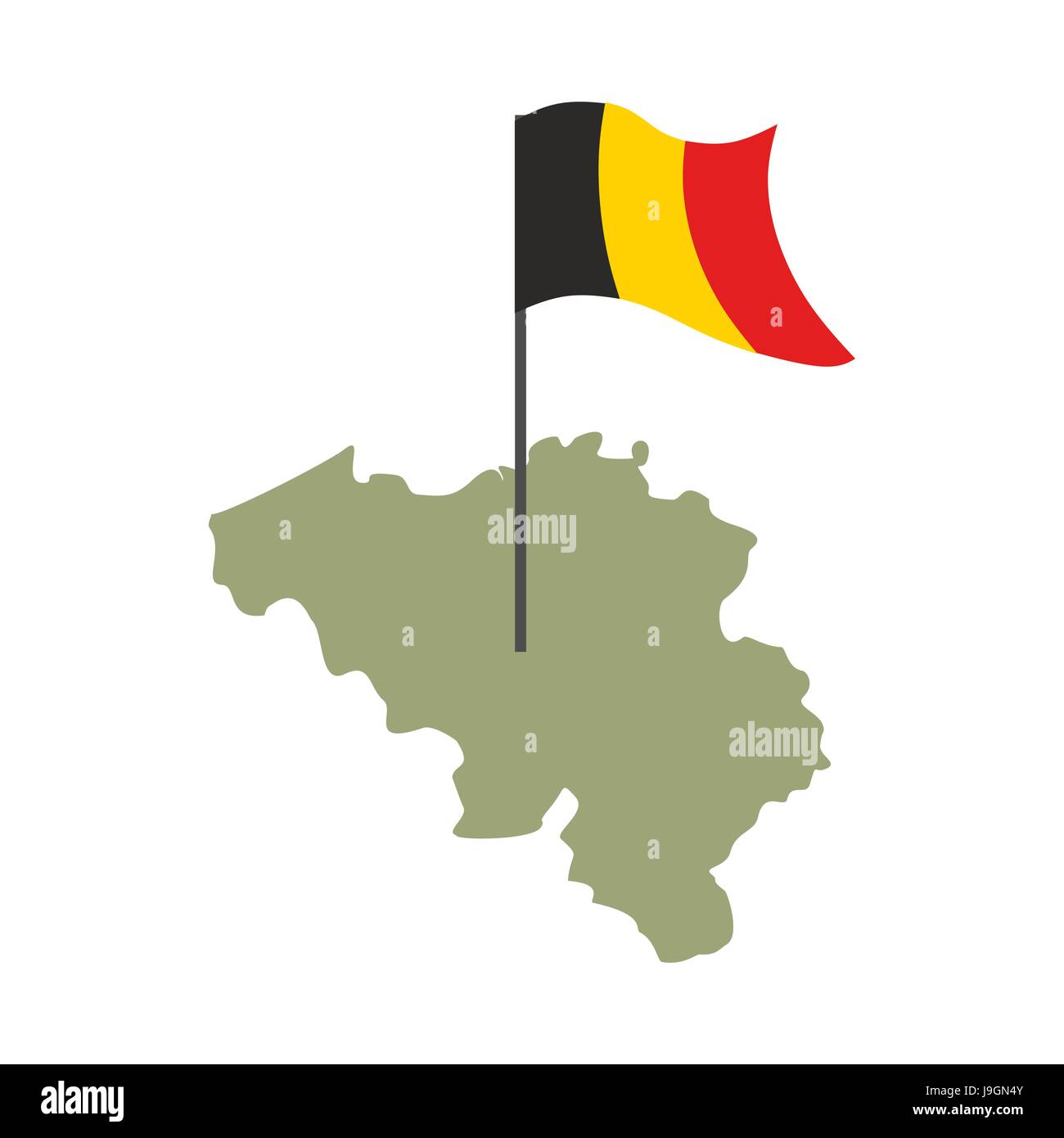 Belgium Map and flag. Belgian banner and land territory. State ...