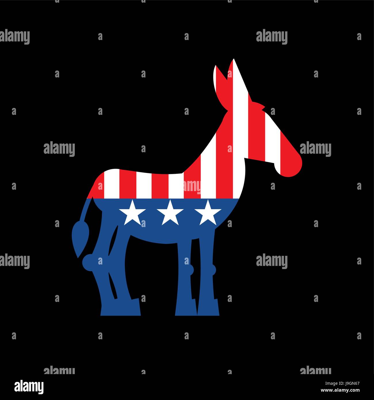Democrat Donkey and US flag. Political Party America Stock Vector Image ...