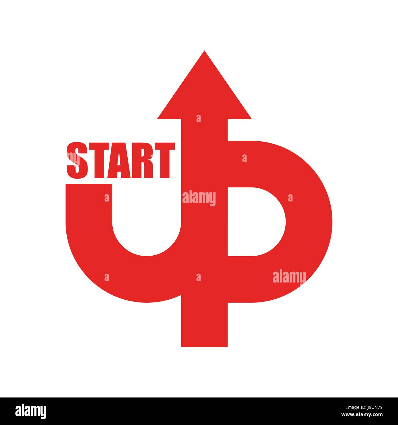 Start up logo. Startup emblem. Running business. Getting case. Red up ...