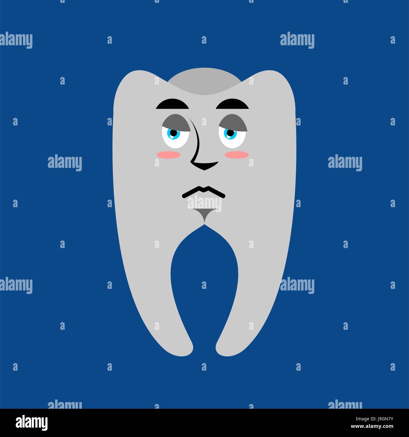 Tooth sad Emoji. Teeth sorrowful emotion isolated Stock Vector Image ...