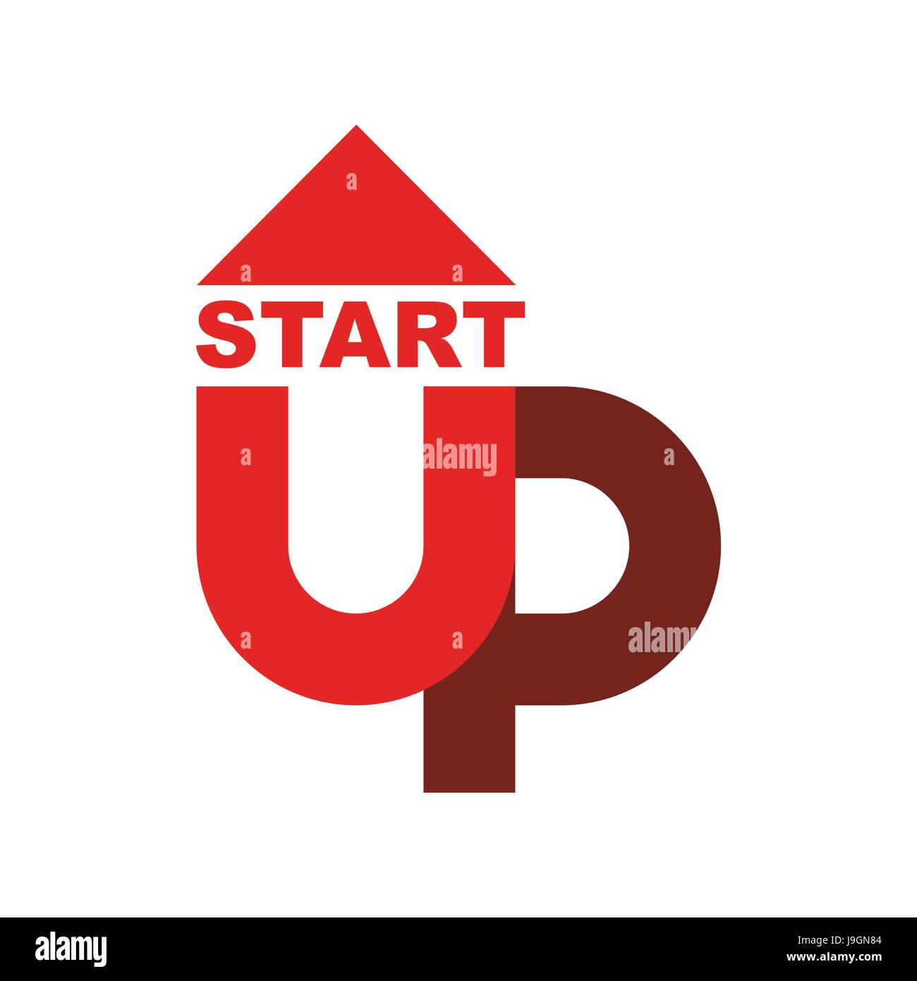 Start up logo. Startup emblem. Running business. Getting case. Red up ...
