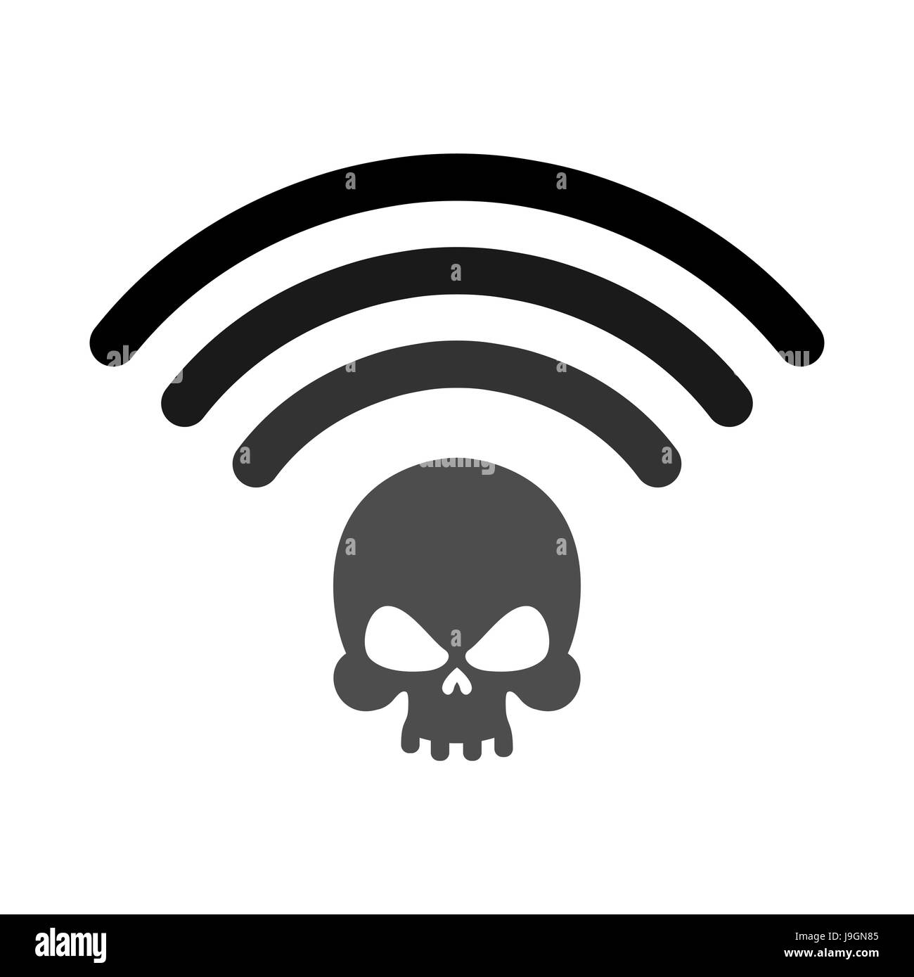 Wi-fi death. WiFi mortal. Wireless connection skull. Passing doom ...