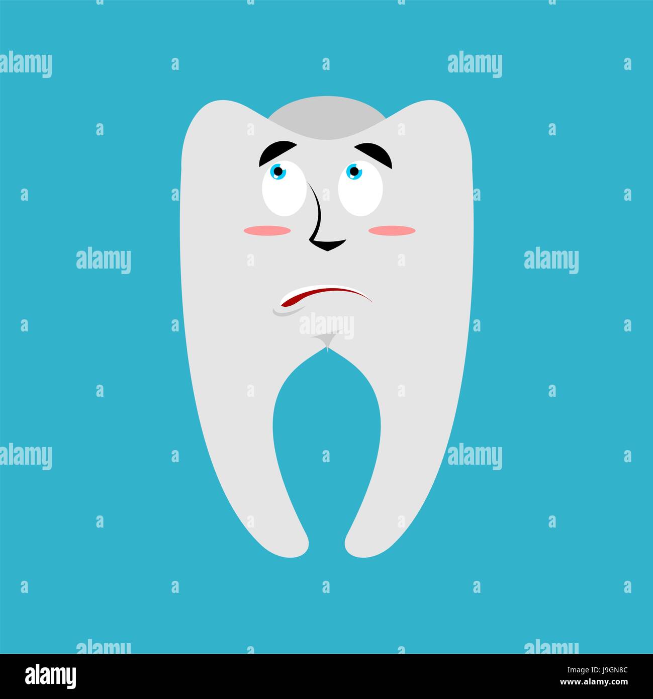 Tooth surprised Emoji. Teeth astonished emotion isolated Stock Vector ...