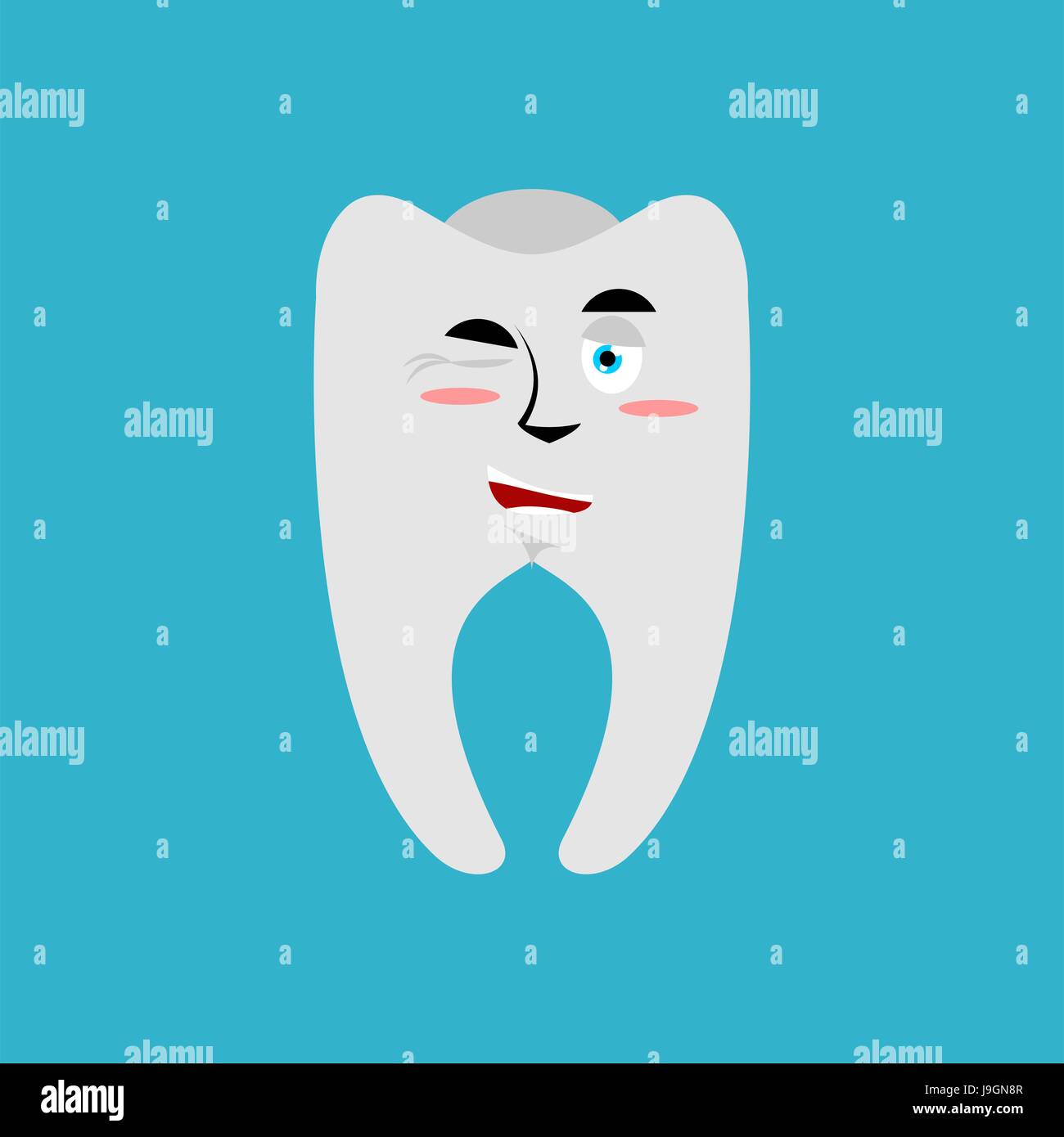 Tooth winks Emoji. Teeth emotion cheerful isolated Stock Vector Image ...