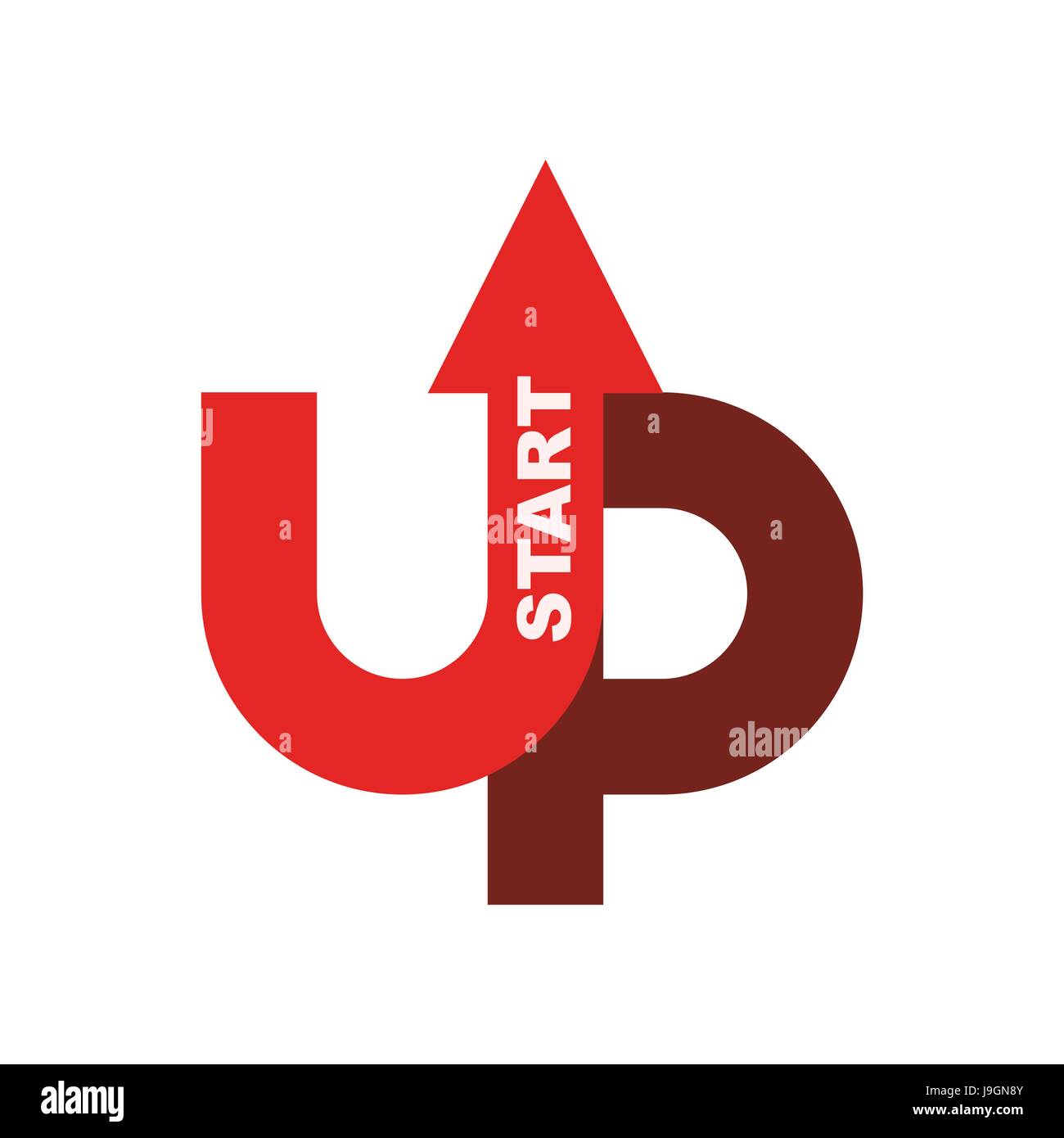 Start up logo. Startup emblem. Running business. Getting case. Red up ...
