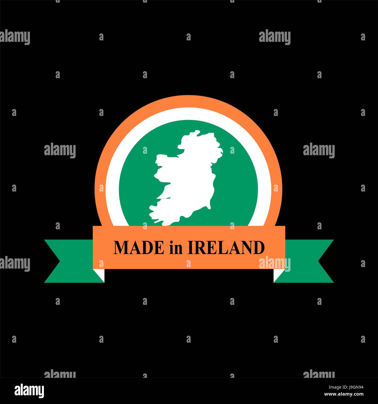 Mde in Ireland emblem. Irish flag sign. National tape. Logo for ...
