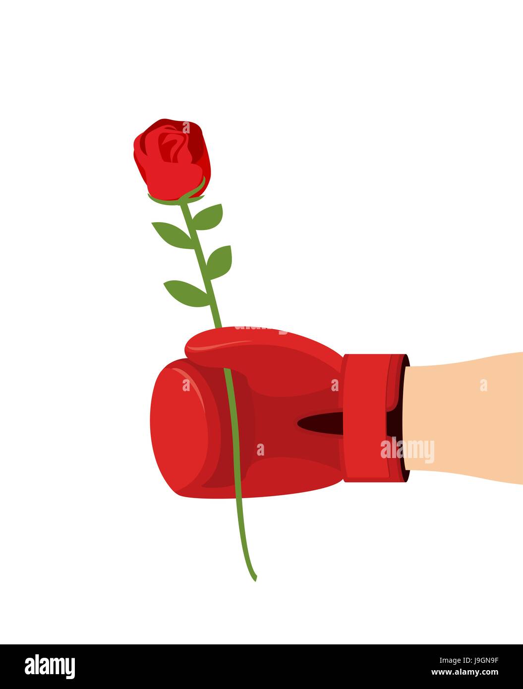 Boxer glove and rose. Give flower on 8t of March. Gift woman Stock ...