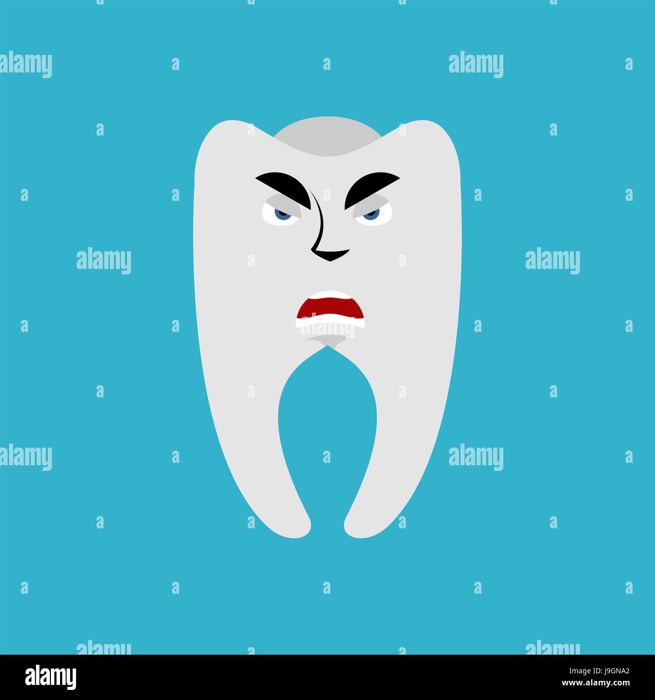 Tooth Angry Emoji. Teeth grumpy emotion isolated Stock Vector Image ...