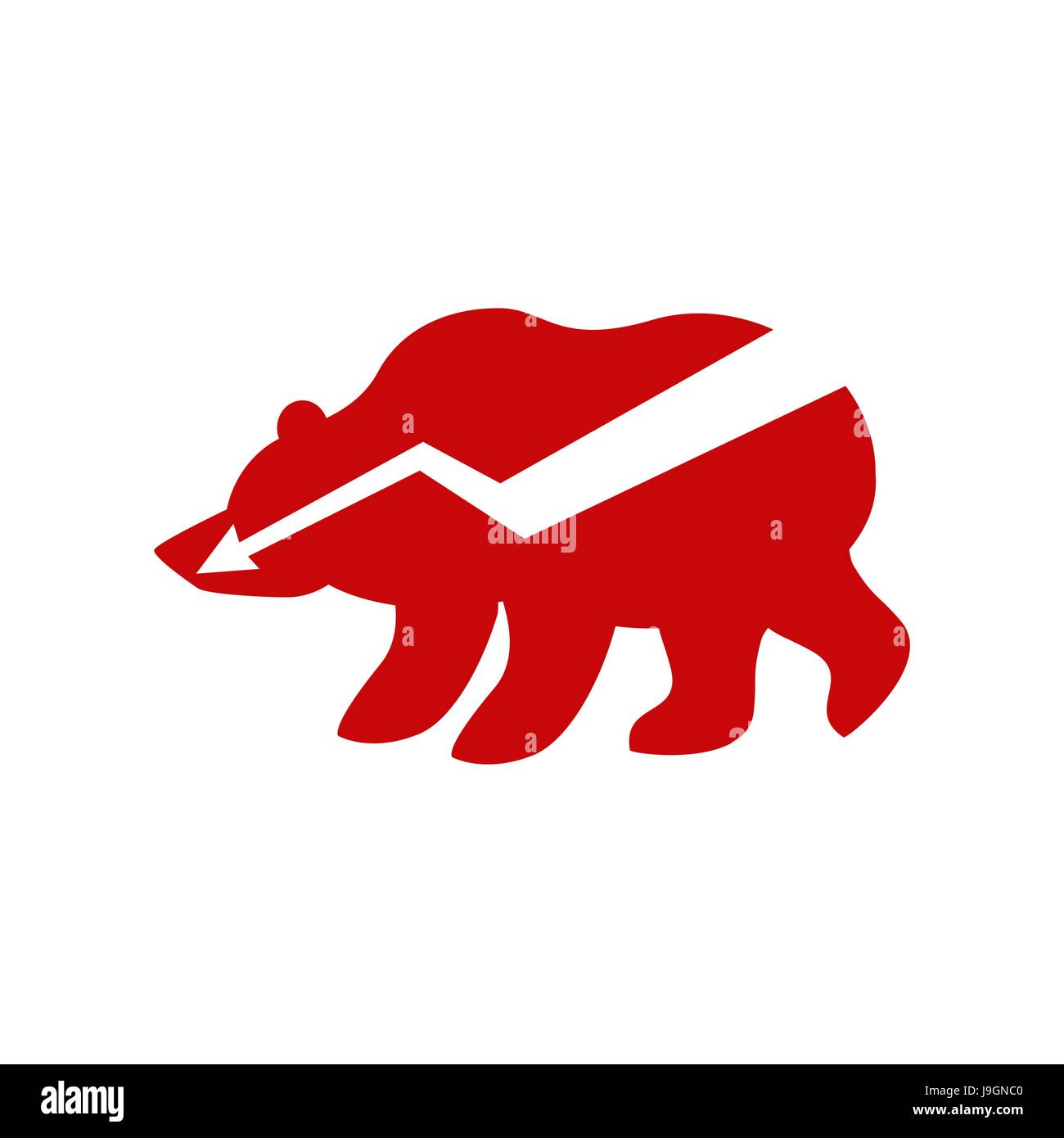 Red Bear Down Arrow. Exchange Trader illustration. Business concept ...