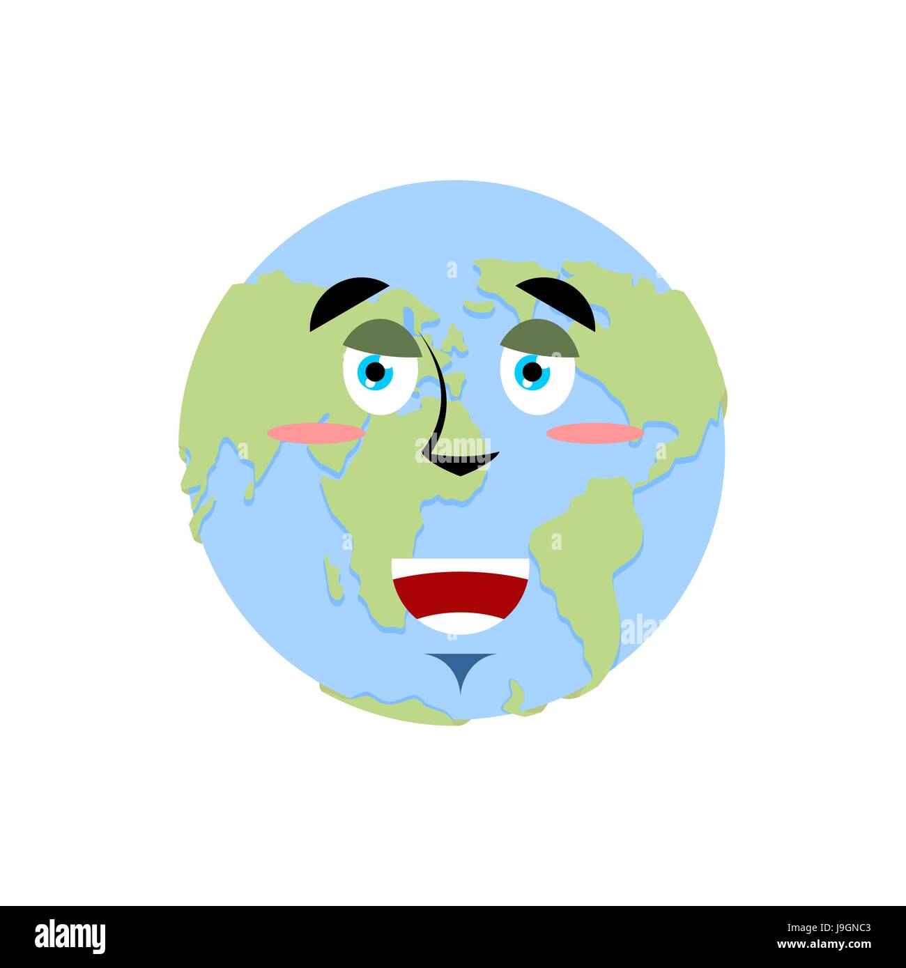 Earth happy Emoji. Planet merry emotion isolated Stock Vector Image ...