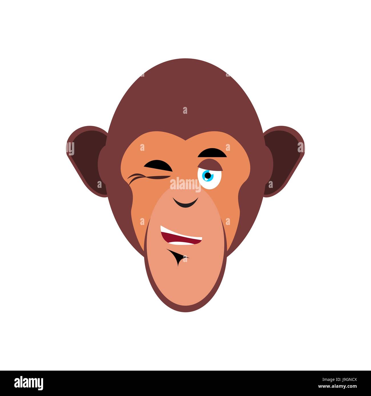 Monkey winking Emoji. marmoset merry emotion isolated. Chimpanzee face ...
