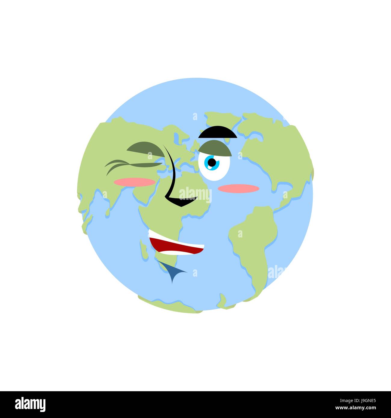 Earth winking Emoji. Planet merry emotion isolated Stock Vector Image ...