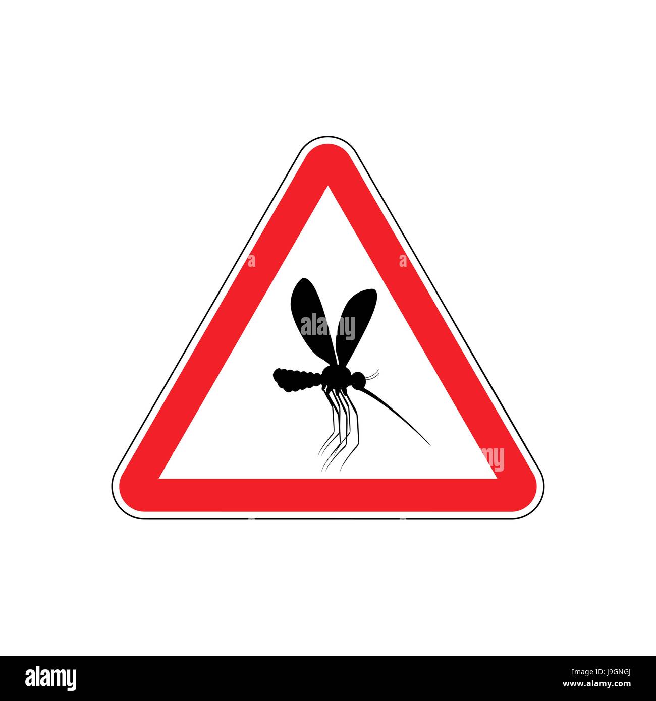 Attention mosquito. midge in Red Triangle. Warning road sign Stock ...