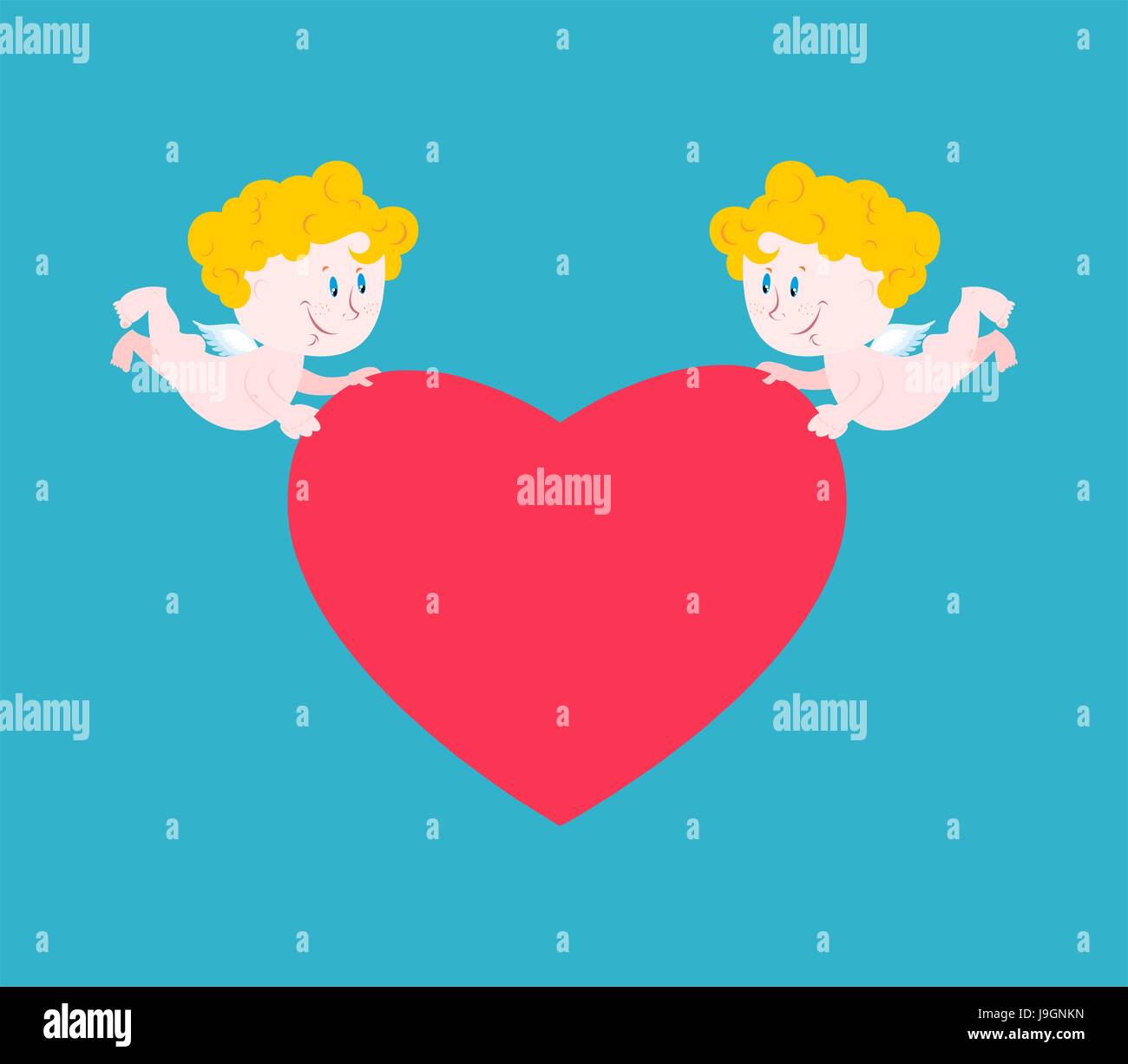 Cupid and heart. Cute little angel carries love. Illustration for ...