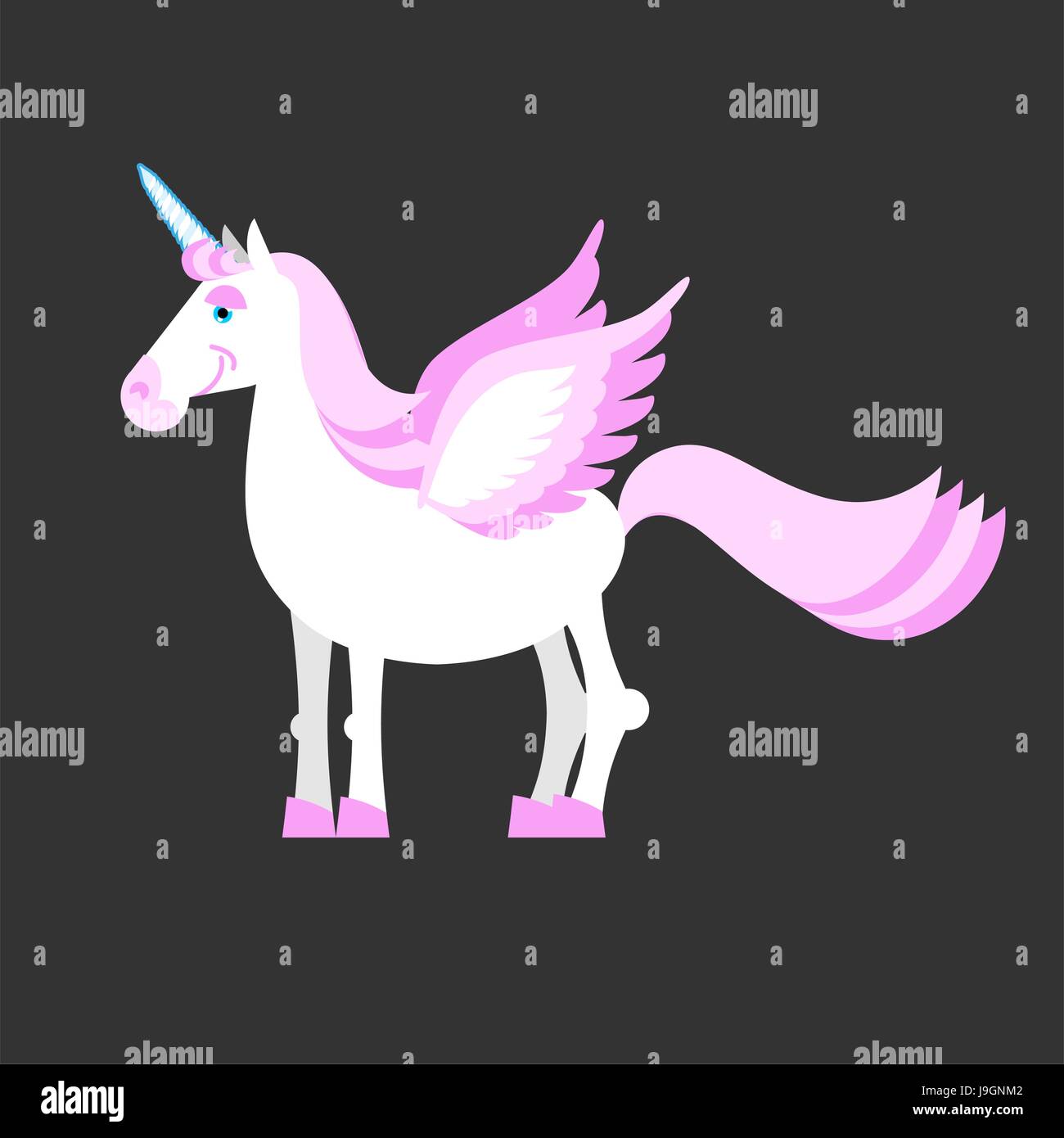 Unicorn isolated. Mythical horse with horns and wings. Fantasy beast ...