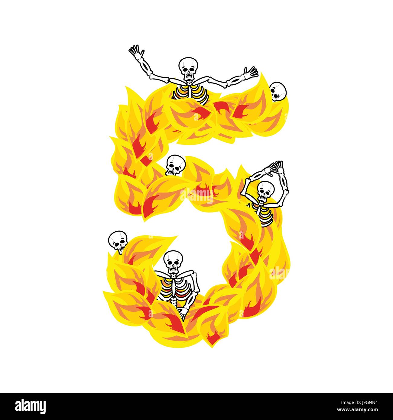 Number 5 hellish flames and sinners font. Fiery lettering five ...