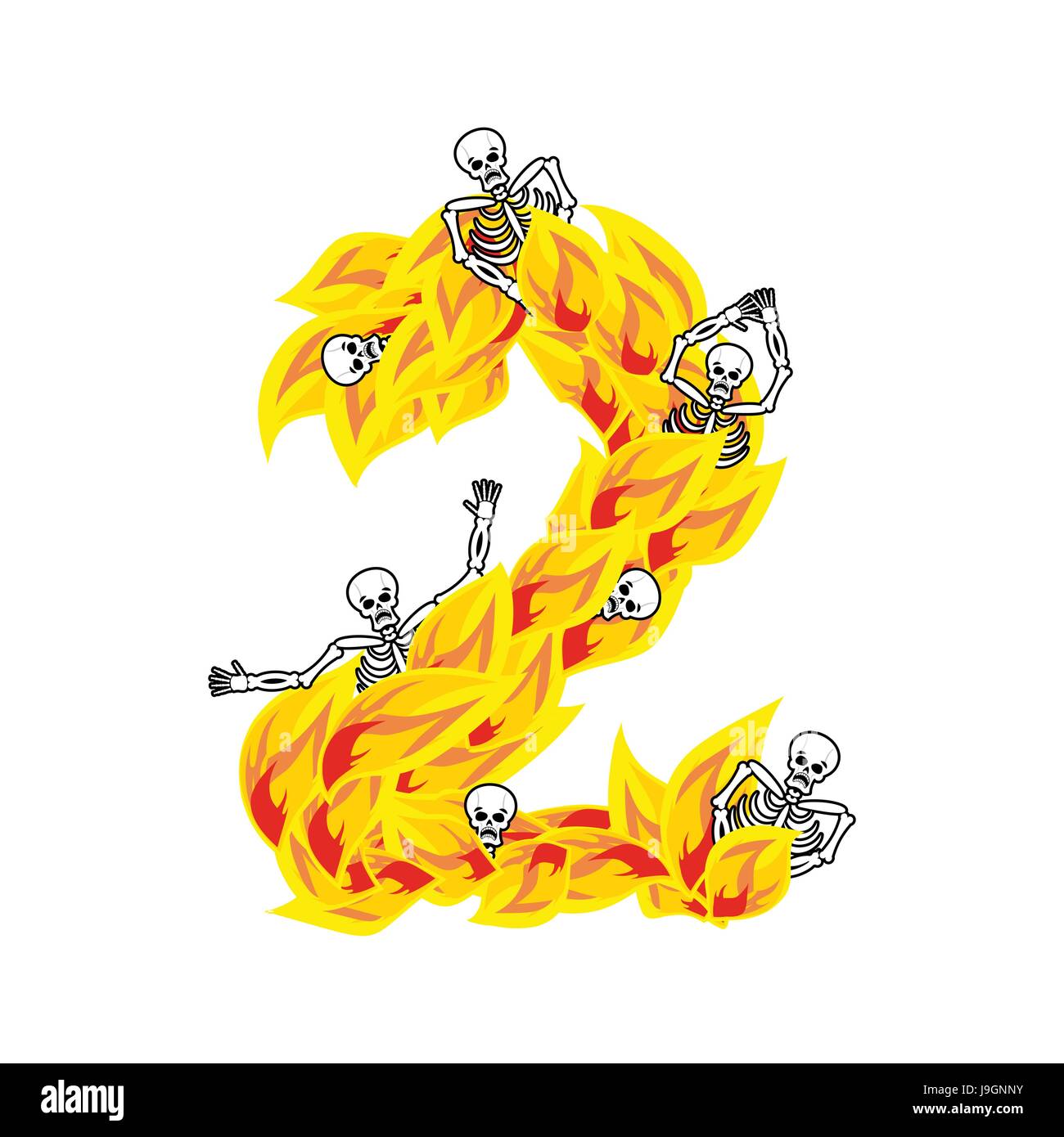 Number 2 hellish flames and sinners font. Fiery lettering two. Infernal ...