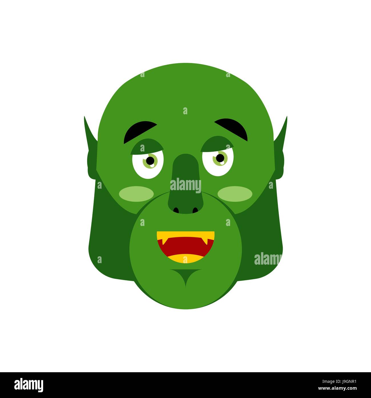 Ogre happy Emoji. Goblin merry emotion isolated. Green monster face ...