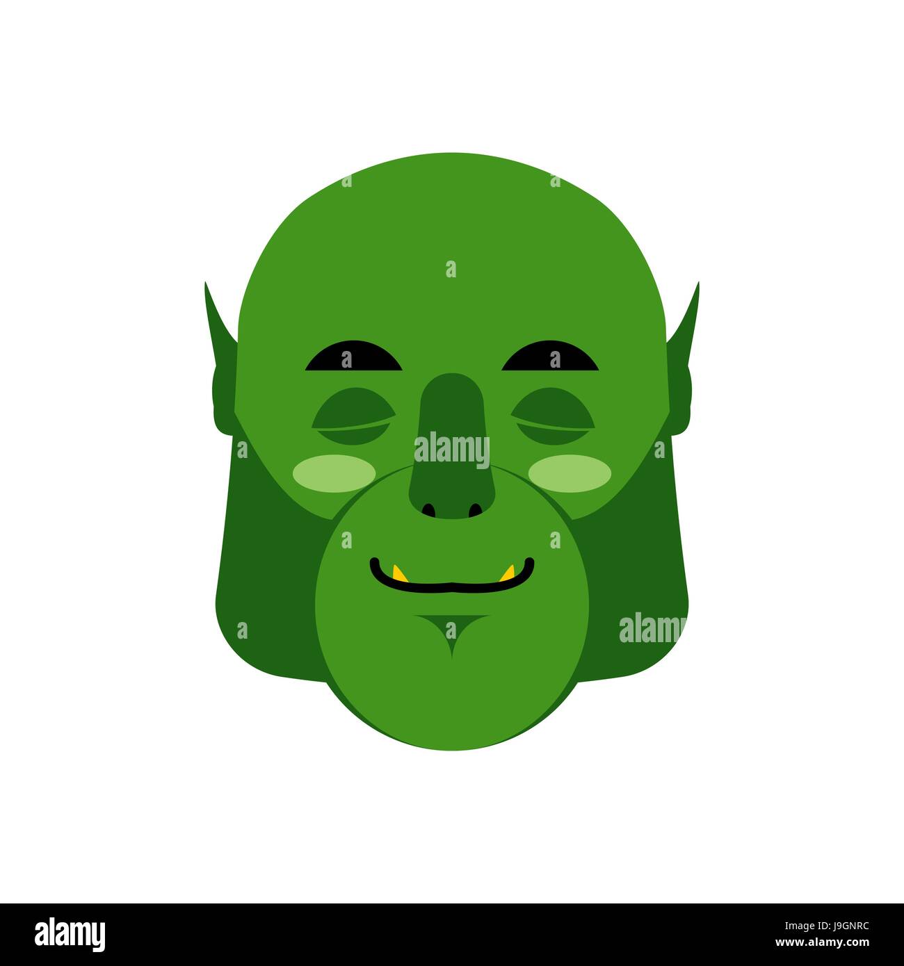 Ogre sleeping Emoji. Goblin asleep emotion isolated. Green monster face ...
