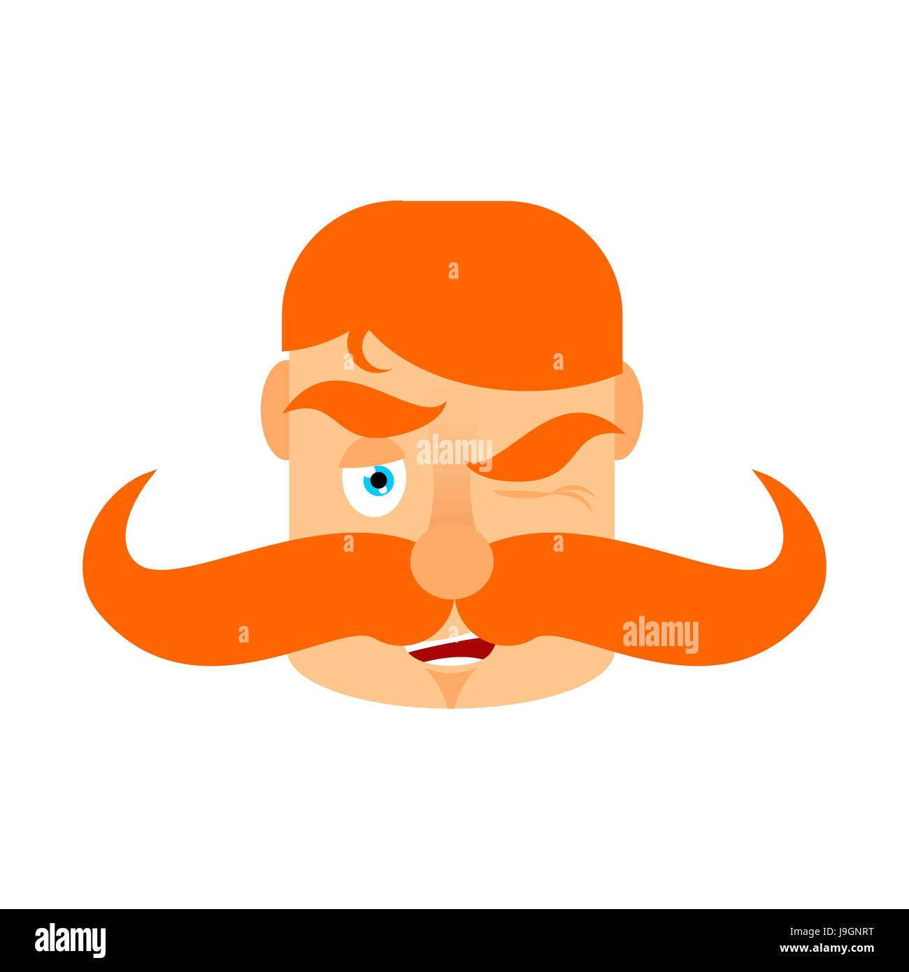 Vintage Irishman with red mustache winking Emoji. Retro Men face happy ...