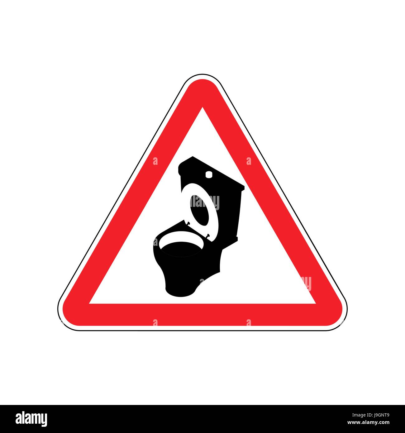 Warning WC. Toilet bowl on red triangle. Road sign attention Stock ...
