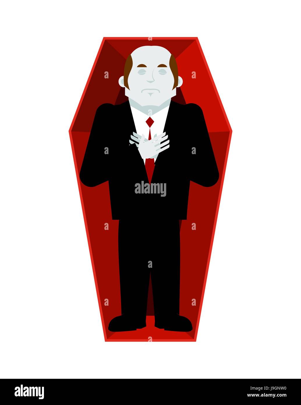 Dead man in coffin isolated. corpse in casket on white background ...