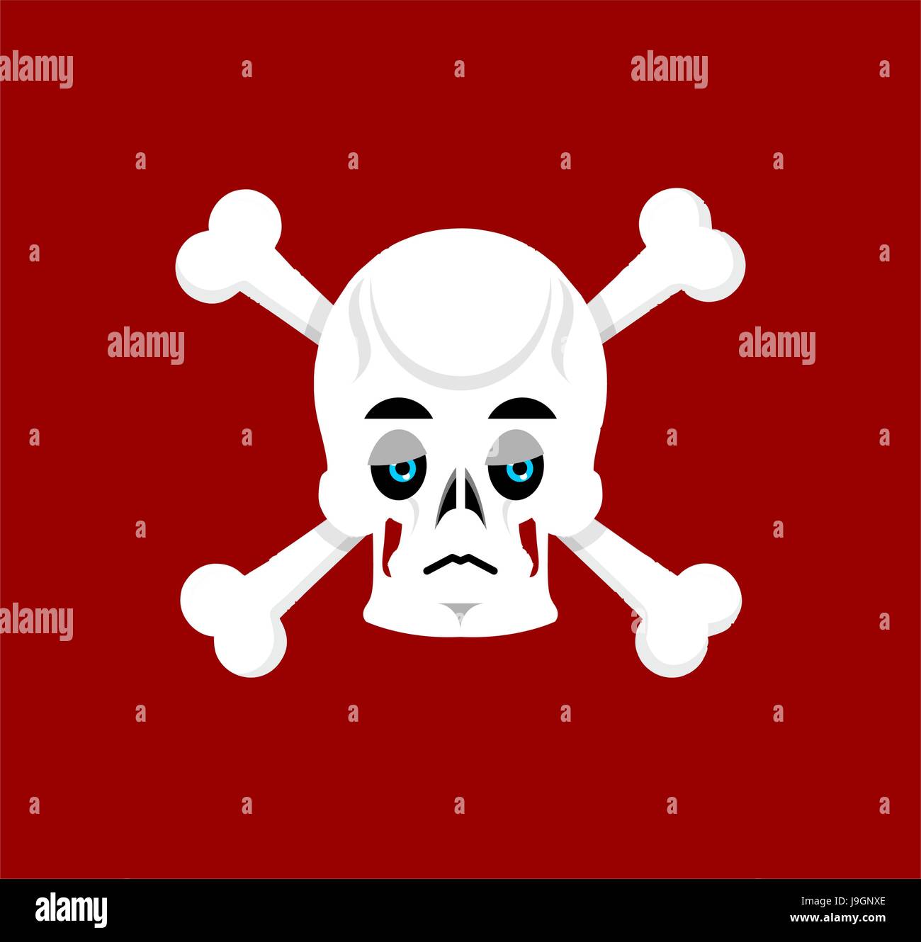 Skull and crossbones Sad Emoji. skeleton head sorrowful emotion ...