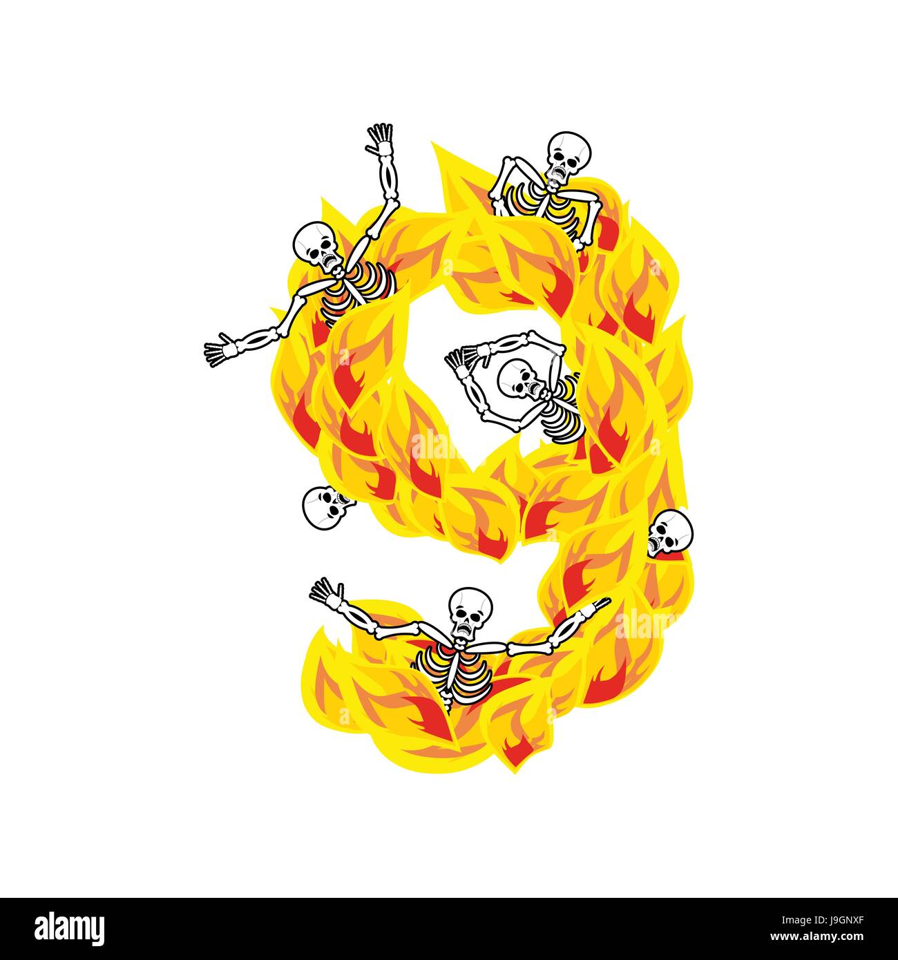 Number 9 hellish flames and sinners font. Fiery lettering nine ...