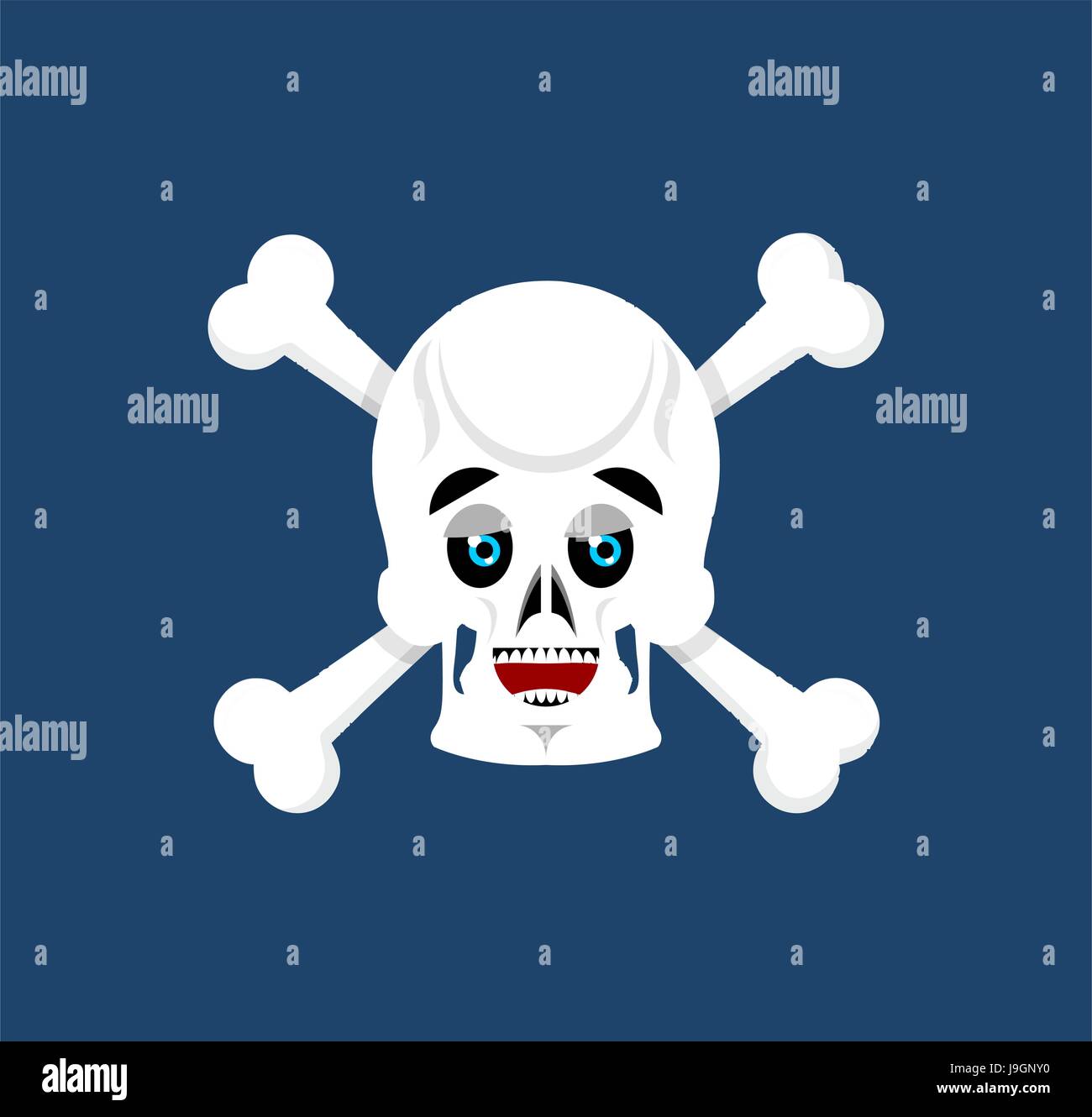 Skull and crossbones happy Emoji. skeleton head marry emotion isolated ... Skull and crossbones happy Emoji. skeleton head marry emotion isolated ...