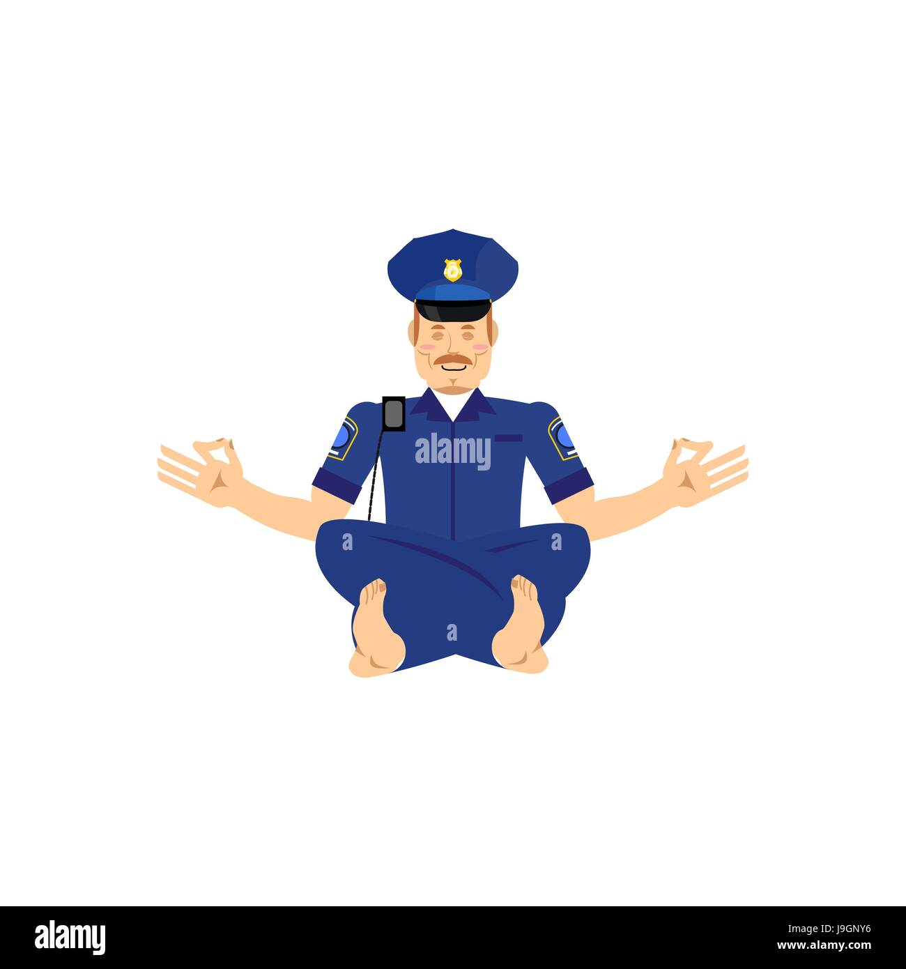 Yoga cop. Police officer yogi. Policeman zen and relax Stock Vector ...