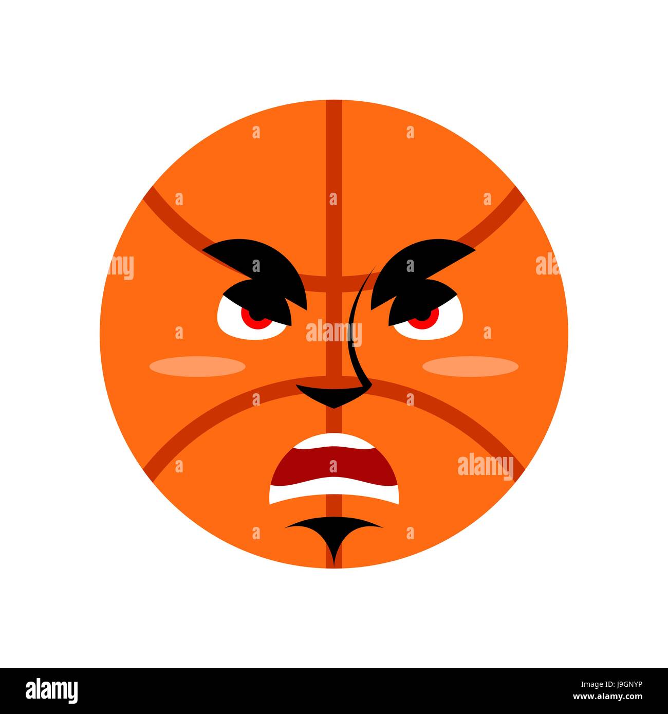 Basketball angry Emoji. Ball grumpy emotion isolated Stock Vector Image ...