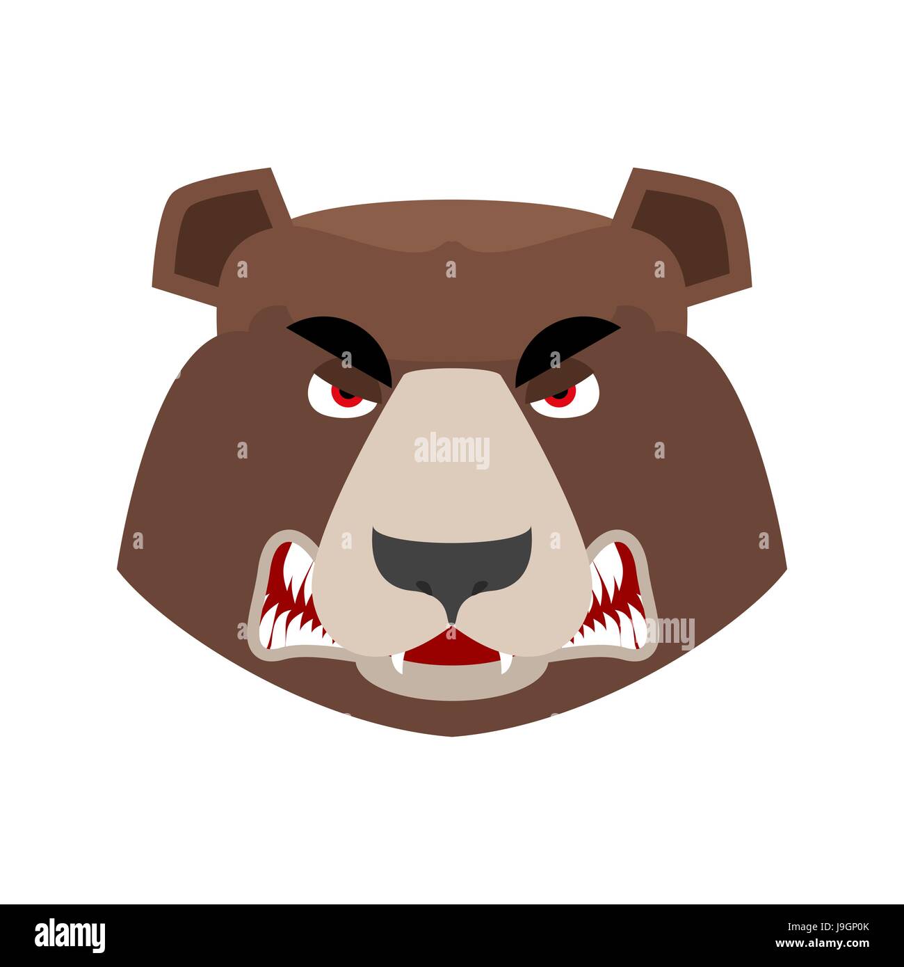 Bear angry Emoji. grizzly aggressive emotion. face Wild animal isolated ...