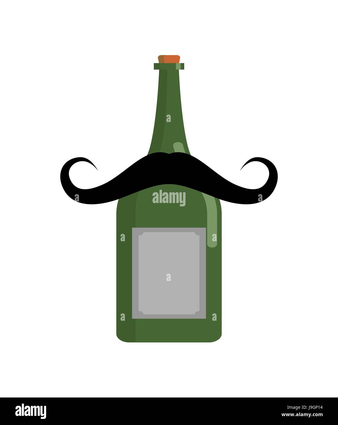 Old bottle of wine with mustache. Vintage alcohol isolated Stock Vector ...