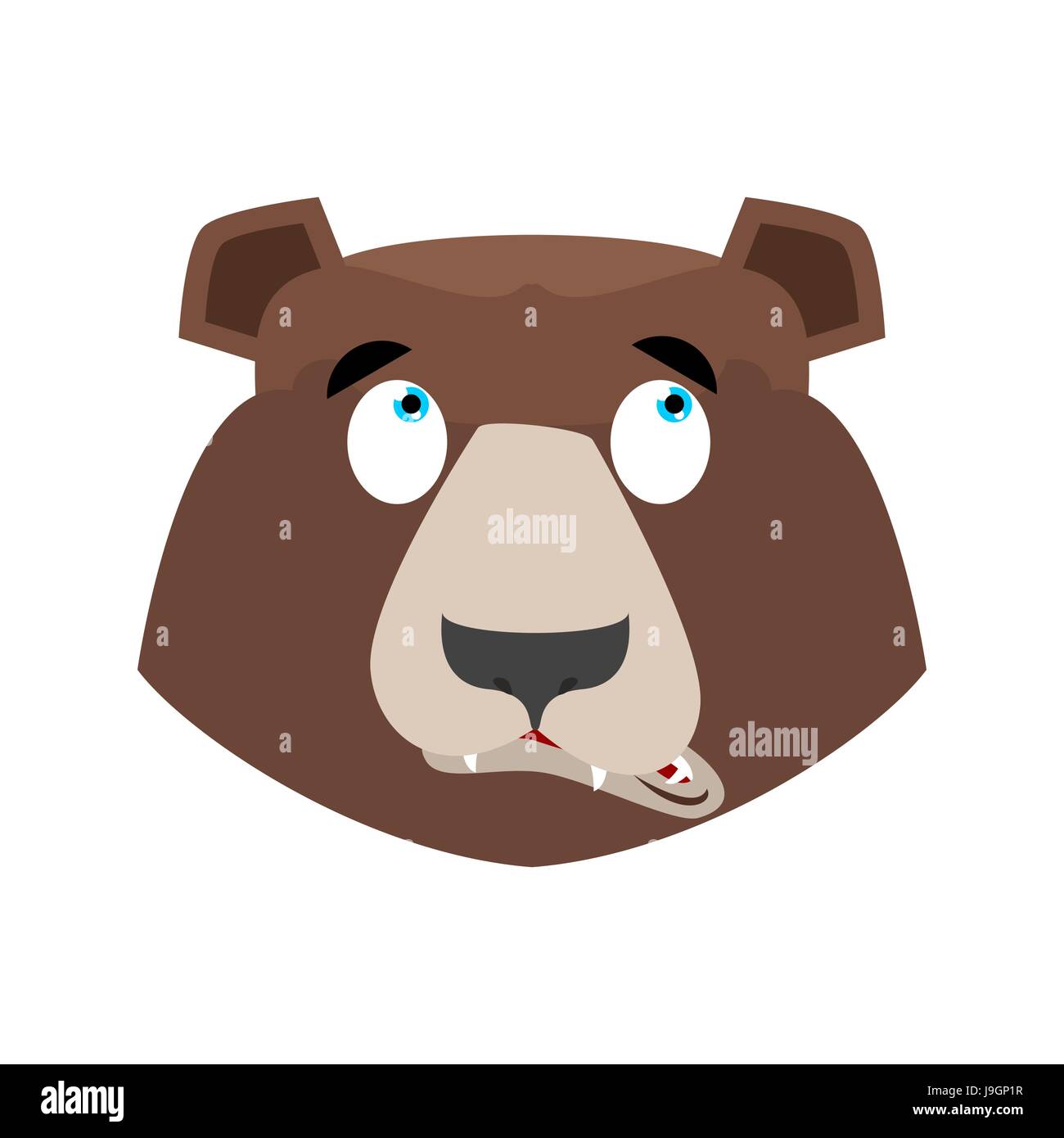 Bear surprised Emoji. grizzly astonished emotion. face Wild animal ...