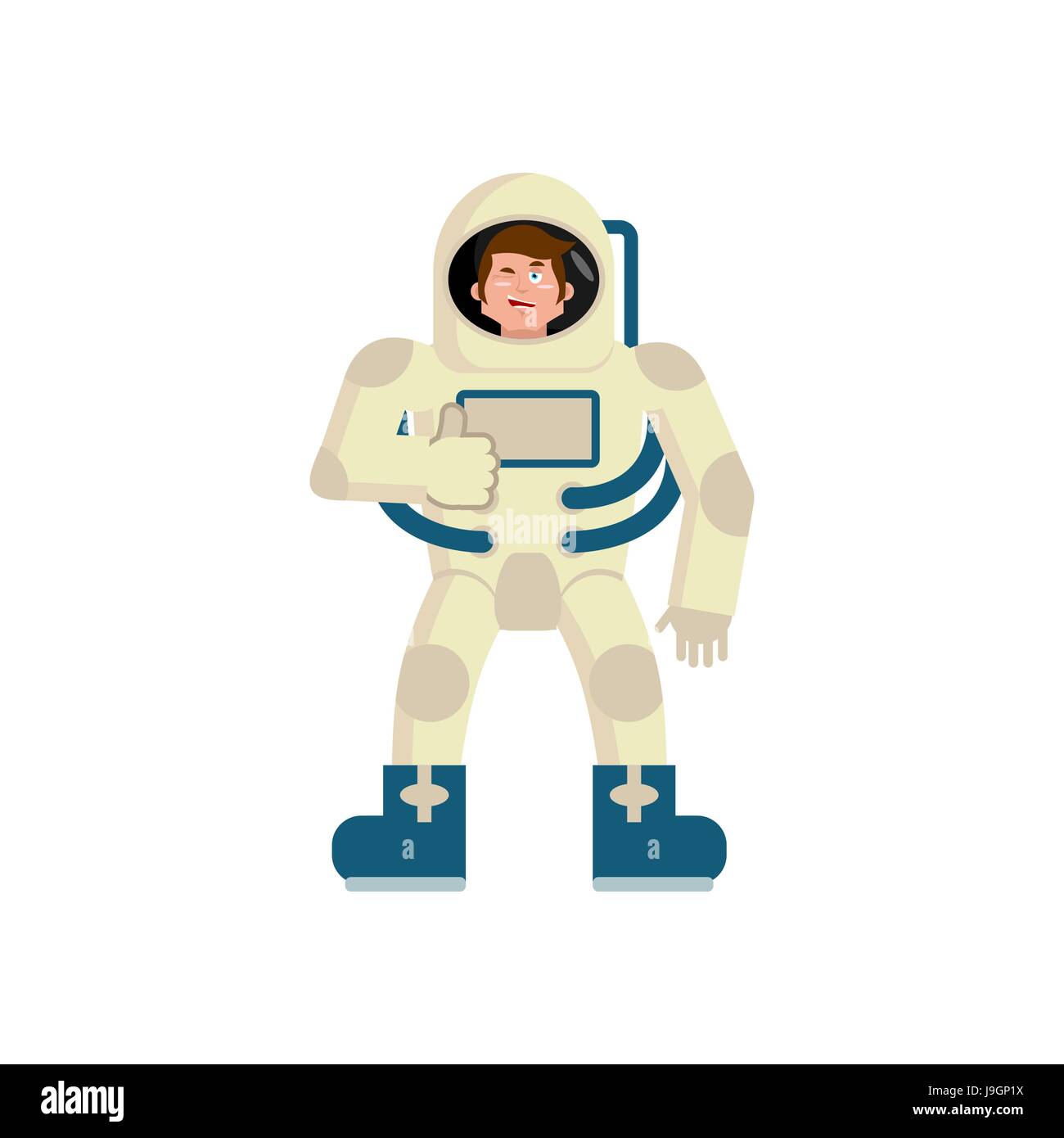 Astronaut winks Emoji. spaceman thumbs up happy emotion isolated Stock ...