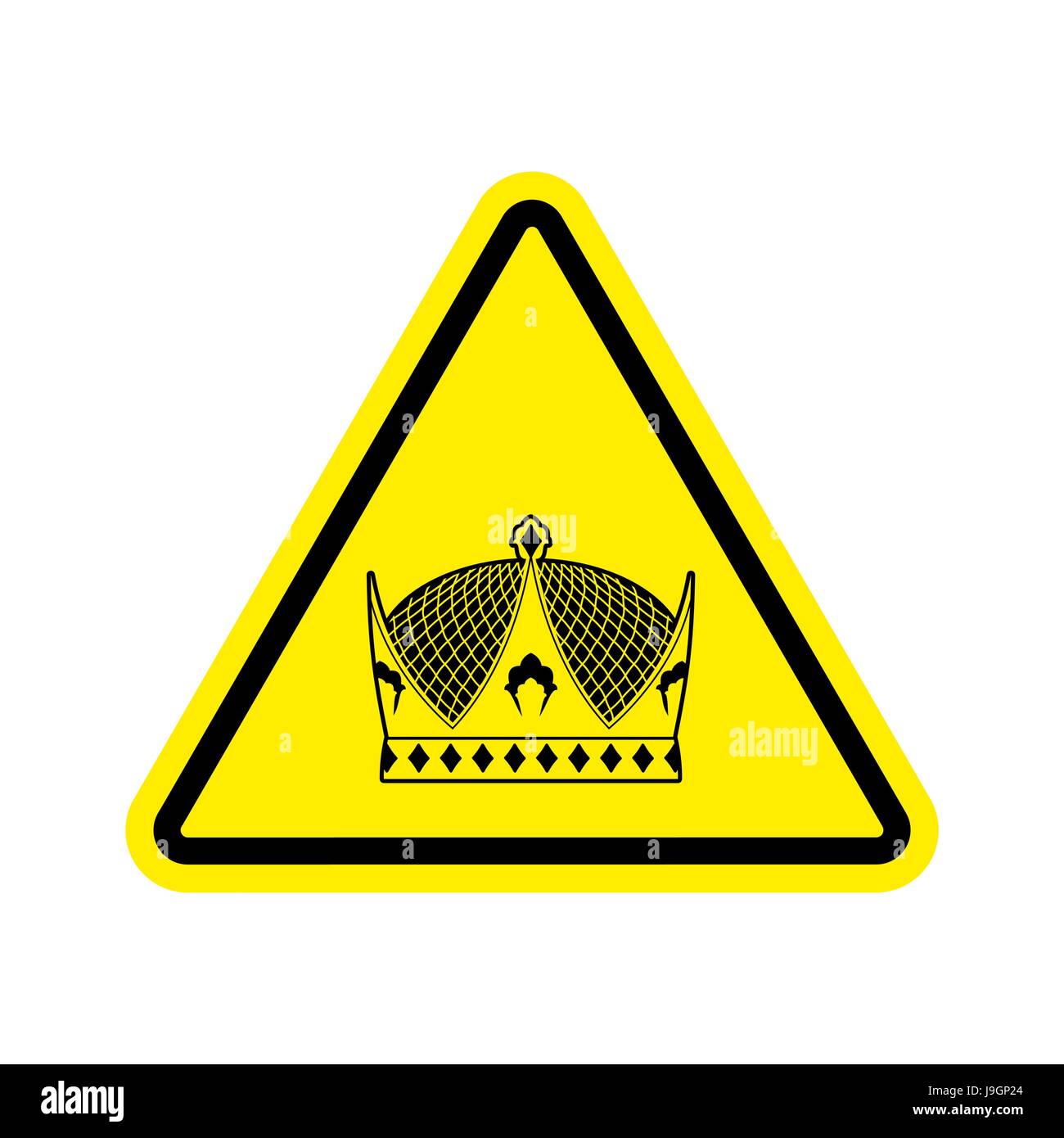 Warning king. royal Crown of yellow triangle. Road sign attention ruler ...