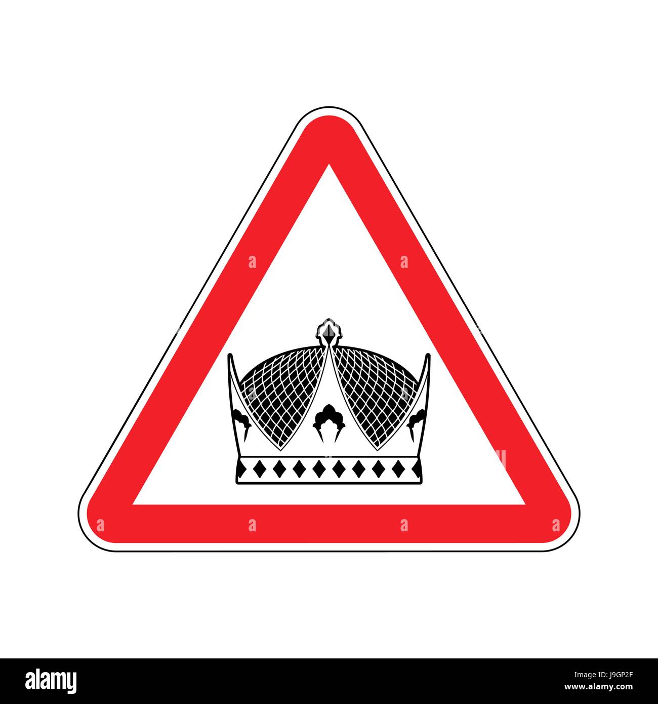 Warning king. royal Crown of red triangle. Road sign attention ruler ...