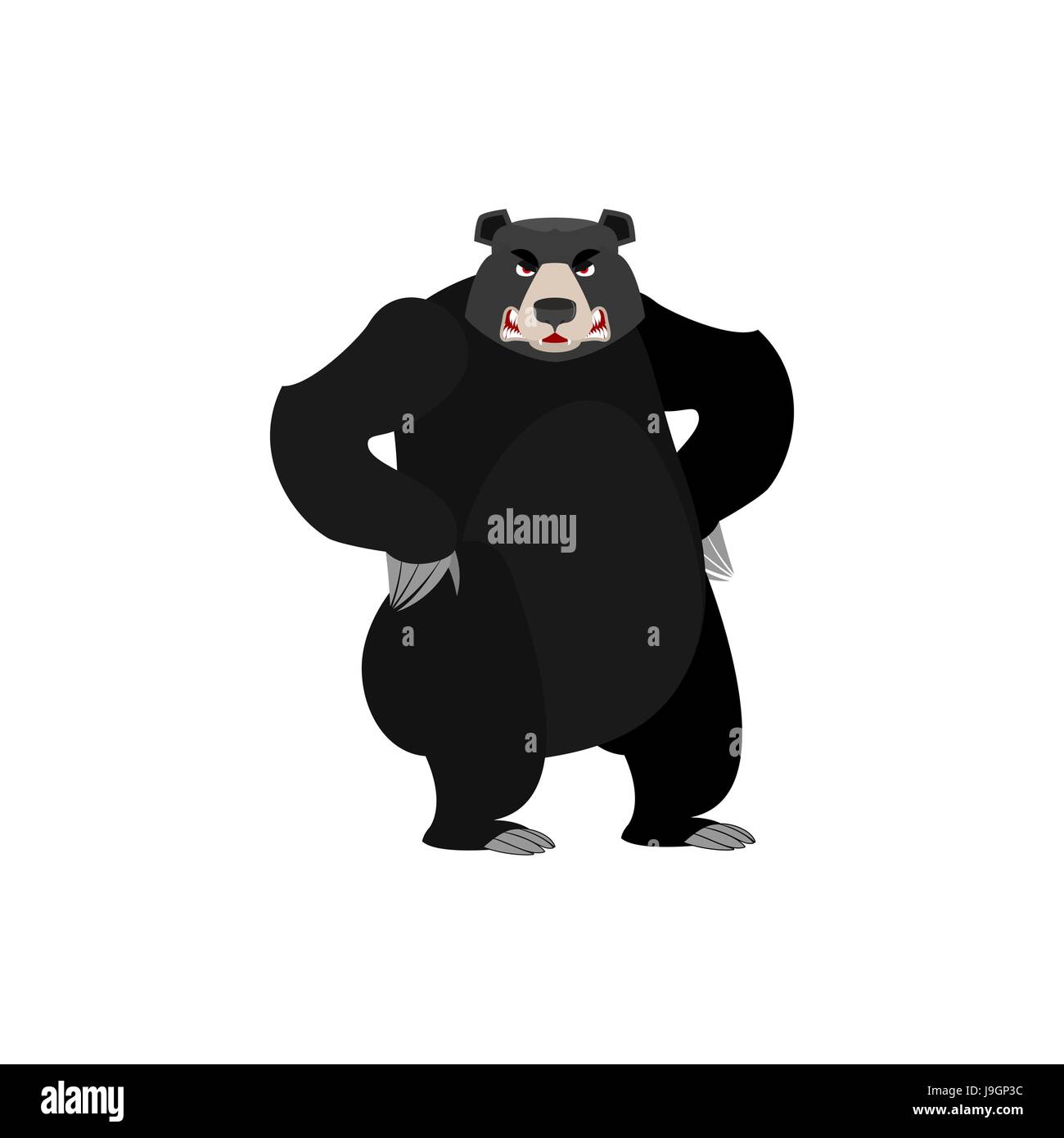 Baribal angry Emoji. American Black Bear evil emotion isolated Stock ...