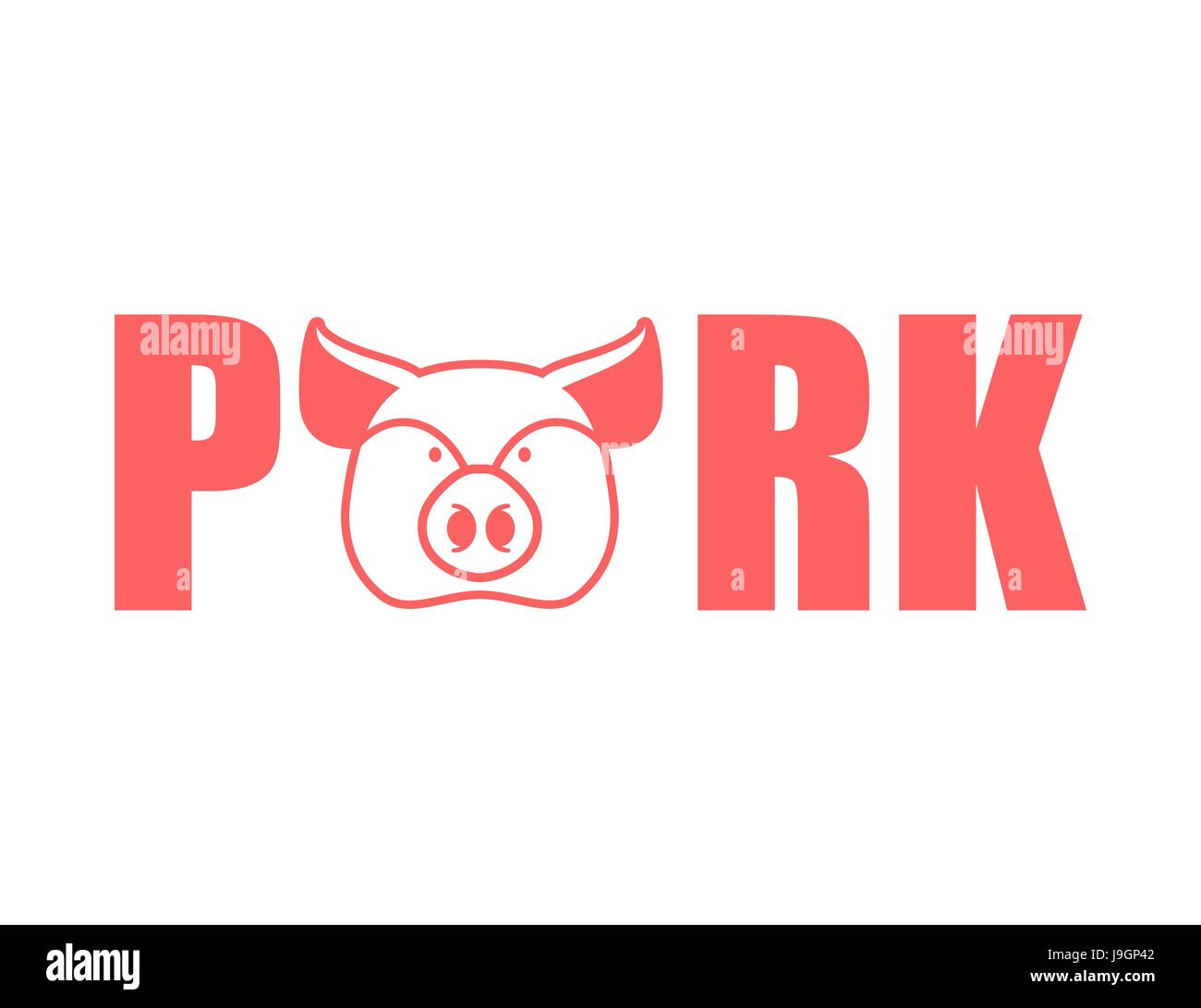 Pork lettering emblem. Head pig and letters isolated Stock Vector Image ...