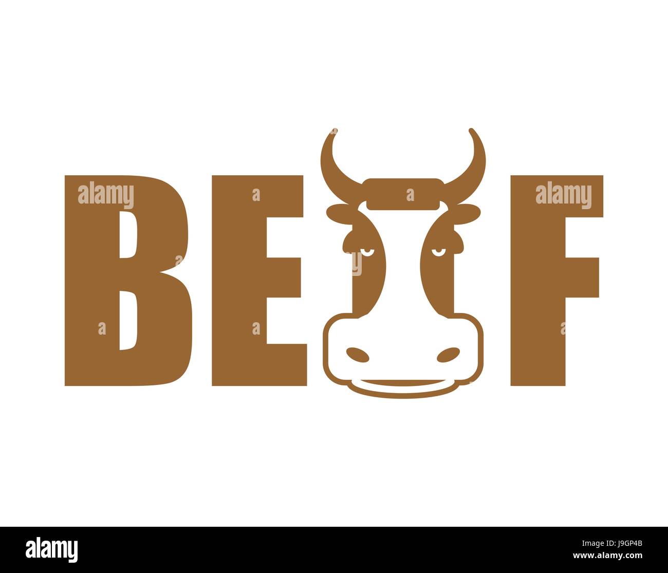 Beef lettering emblem. Head cow and letters isolated Stock Vector Image ...