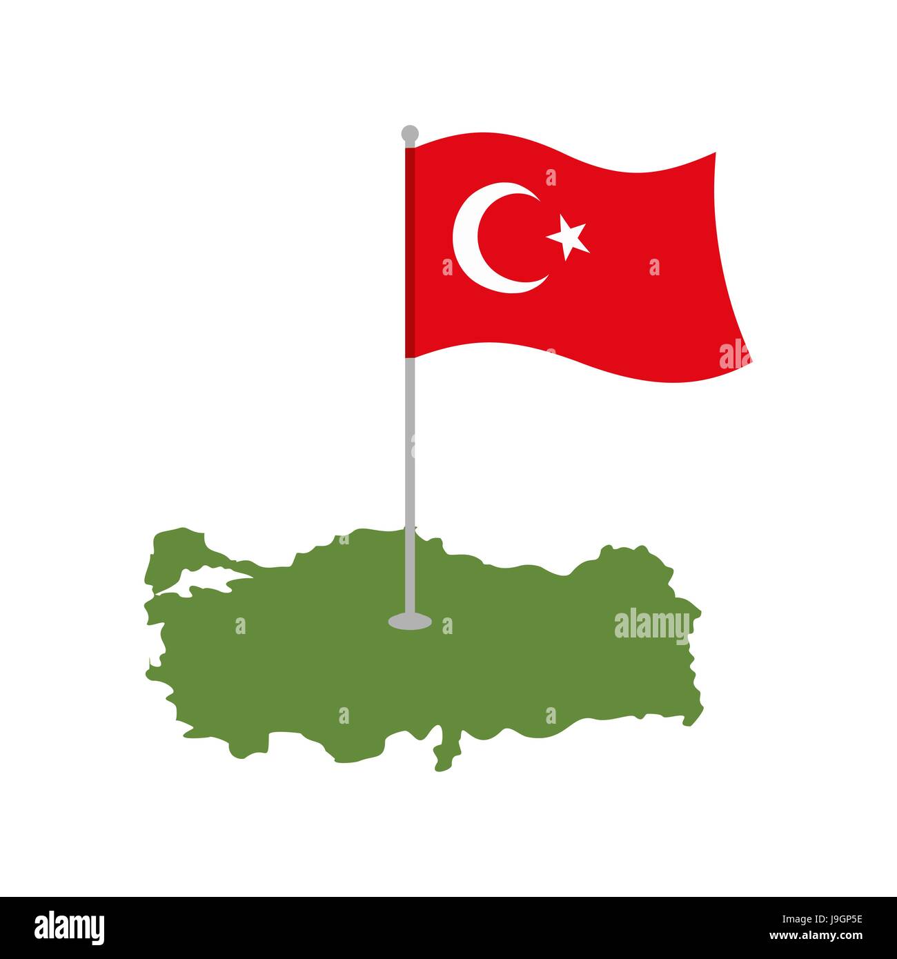Turkey Map and Flag. Turkish banner and land area. State patriotic sign ...
